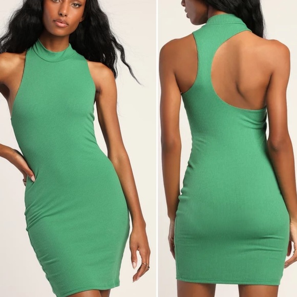 Lulus | Dresses | Lulus Style Standout Green Sleeveless Ribbed Knit ...